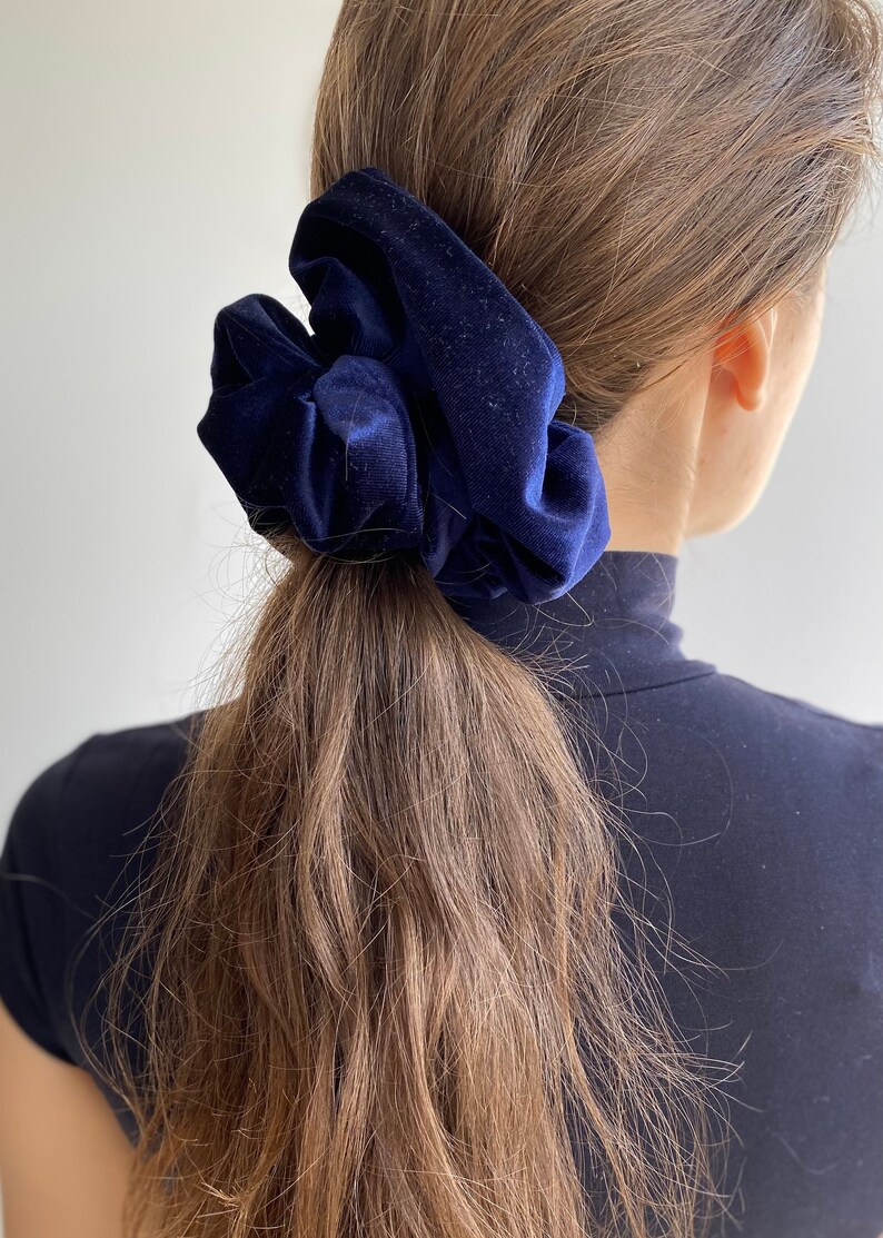 Oversized Navy Velvet Scrunchie Big Royal Extralarge Giant - Etsy