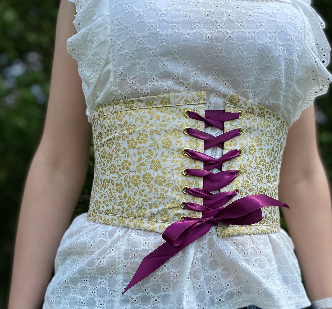 Gold Flowers Print Underbust Belt, Corset Belt for Woman, Fairy Corset ...