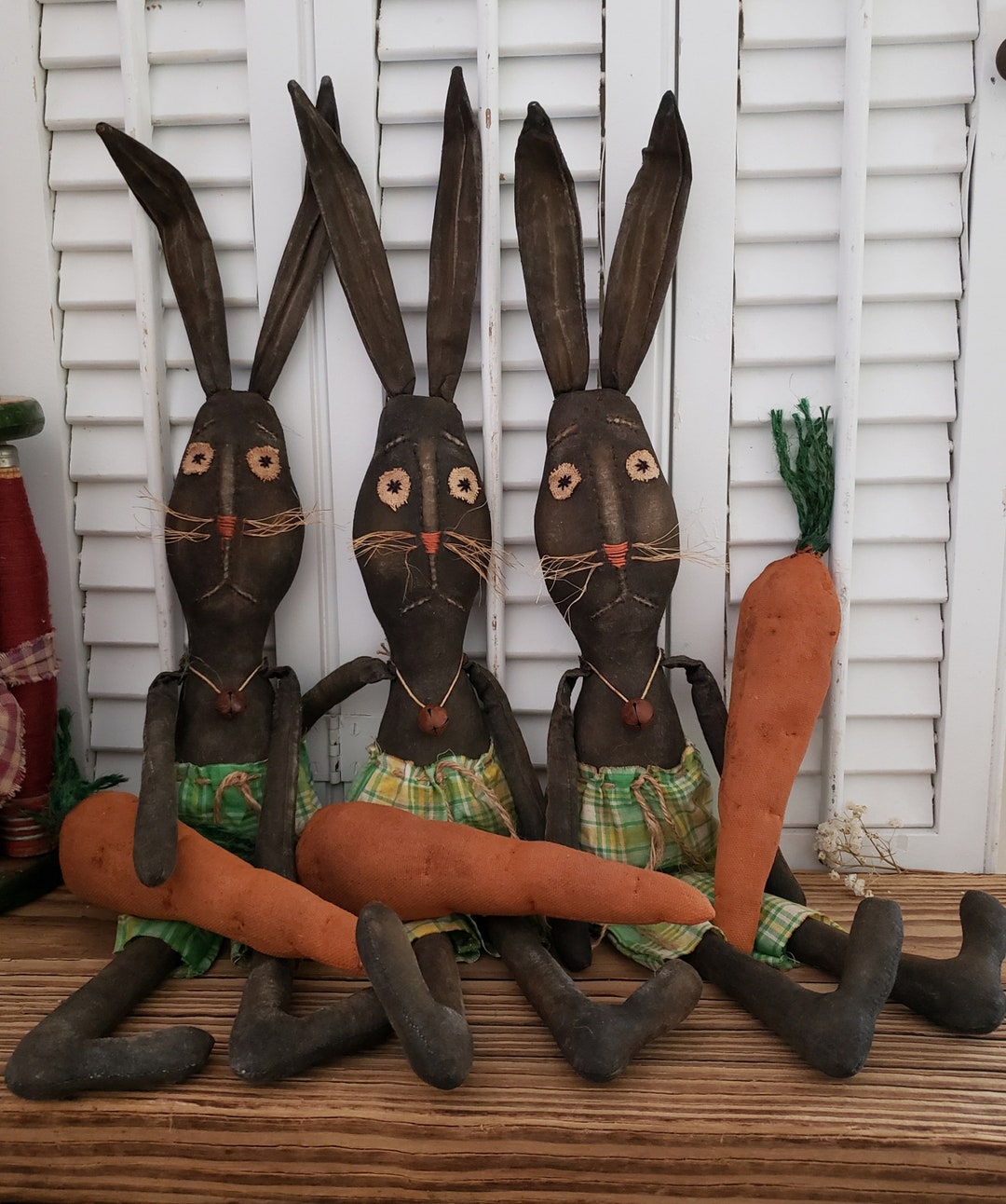 Primitive Bunny Rabbit With Carrots Primitive Grungy Bunny - Etsy