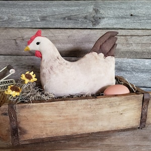 Primitive Chicken Hen Doll ~ Fabric Hen ~ Primitive Animals Farmhouse ...