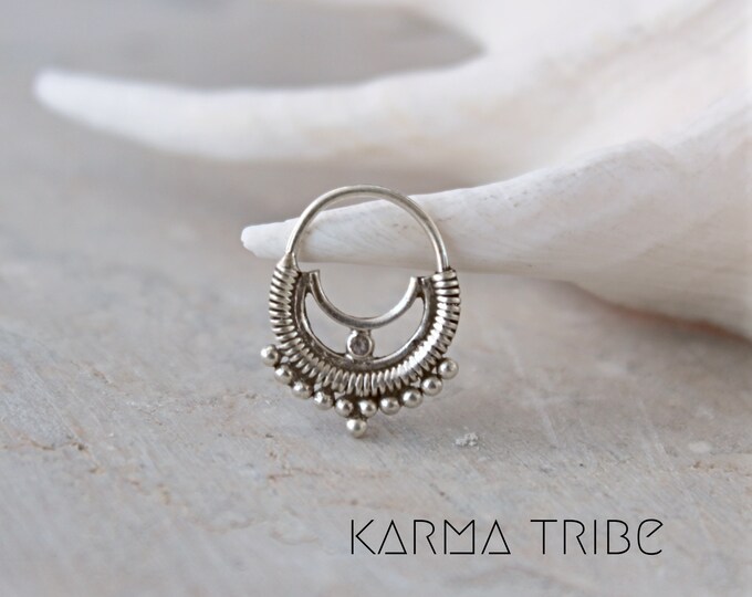 Sterling Silver Septum Ring. Tribal Septum Ring. Boho Nose Ring. Ethnic ...