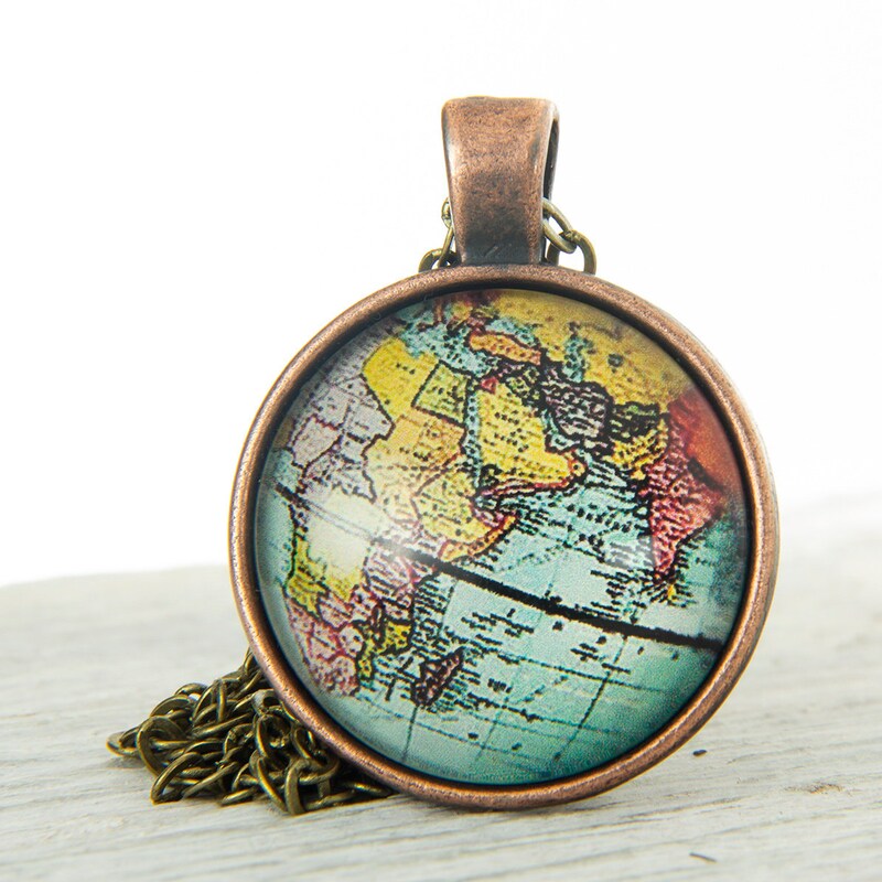 Antique Map Necklace - Etsy