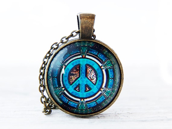 Hippie Necklace Hippie Pendant Hippie Jewelry Peace Sign - Etsy Australia