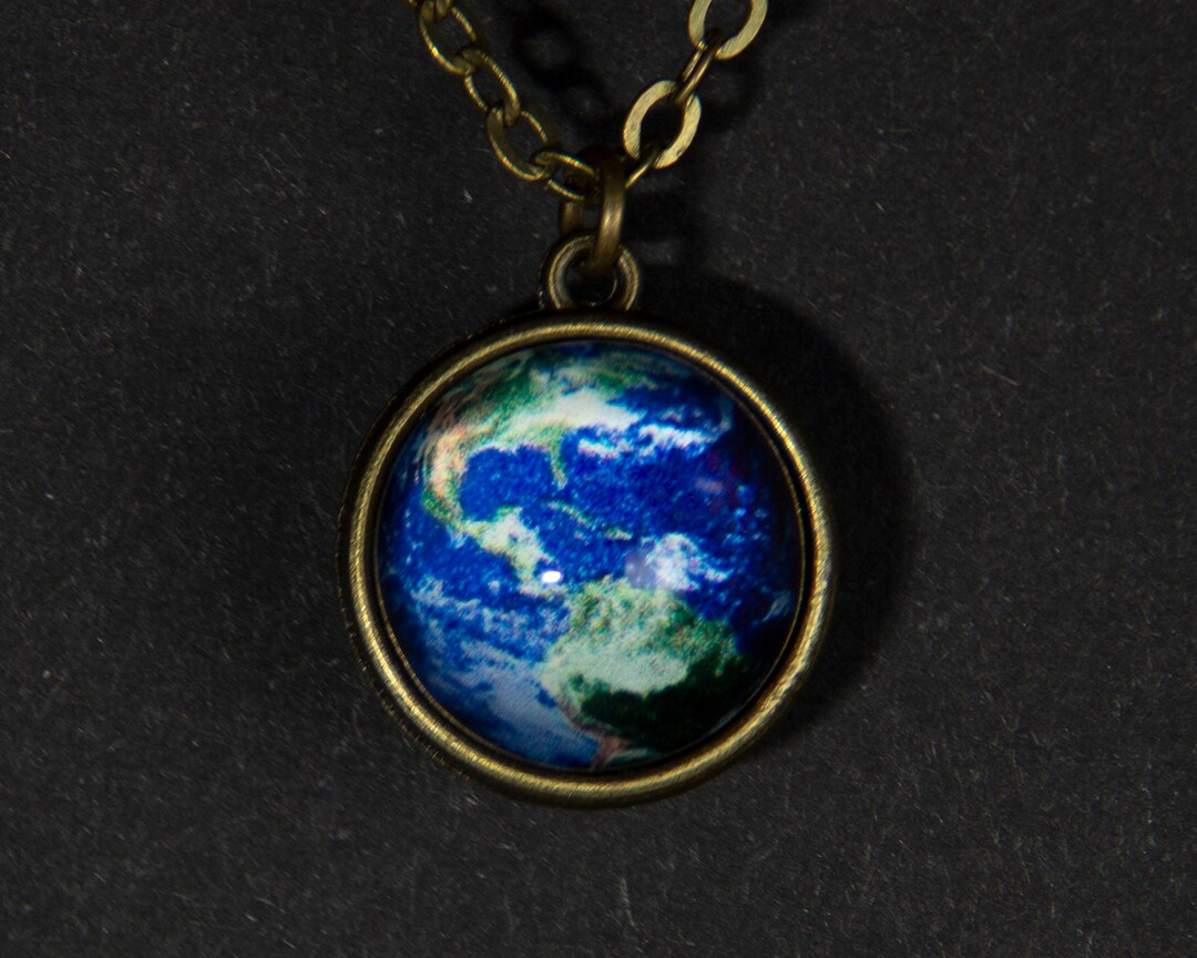 Earth Globe Necklace Earth Globe Pendant Planet Necklace Solar - Etsy