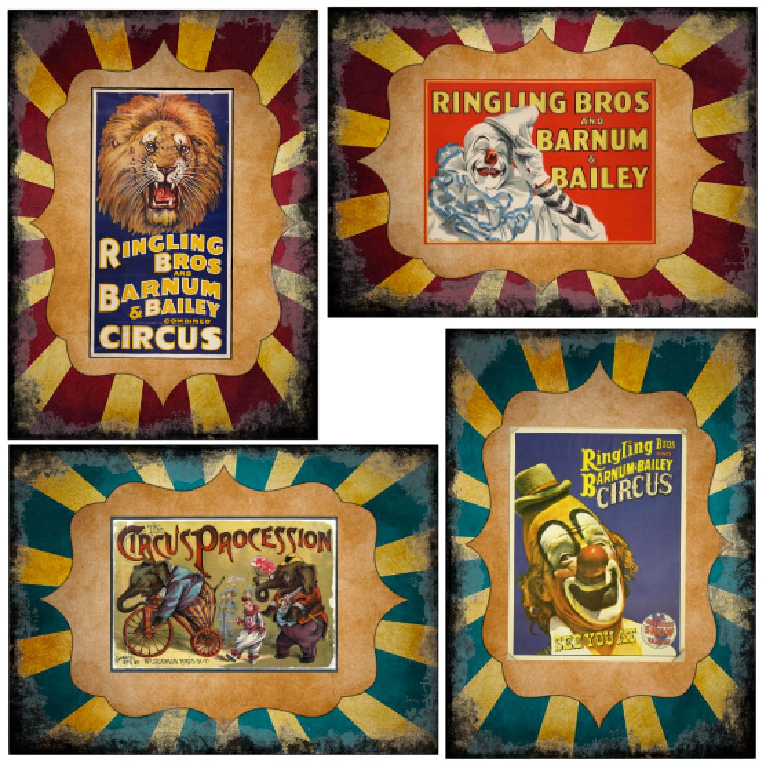 Vintage Circus Printable Postcards and Pockets - Etsy