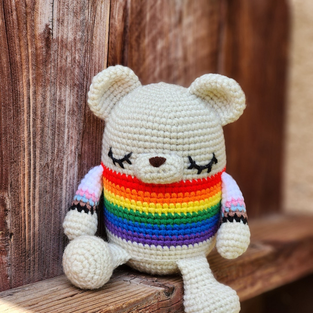 Lgbtqtie Bear With Progress Pride Sweater, Pride, White Bear, Rainbow ...