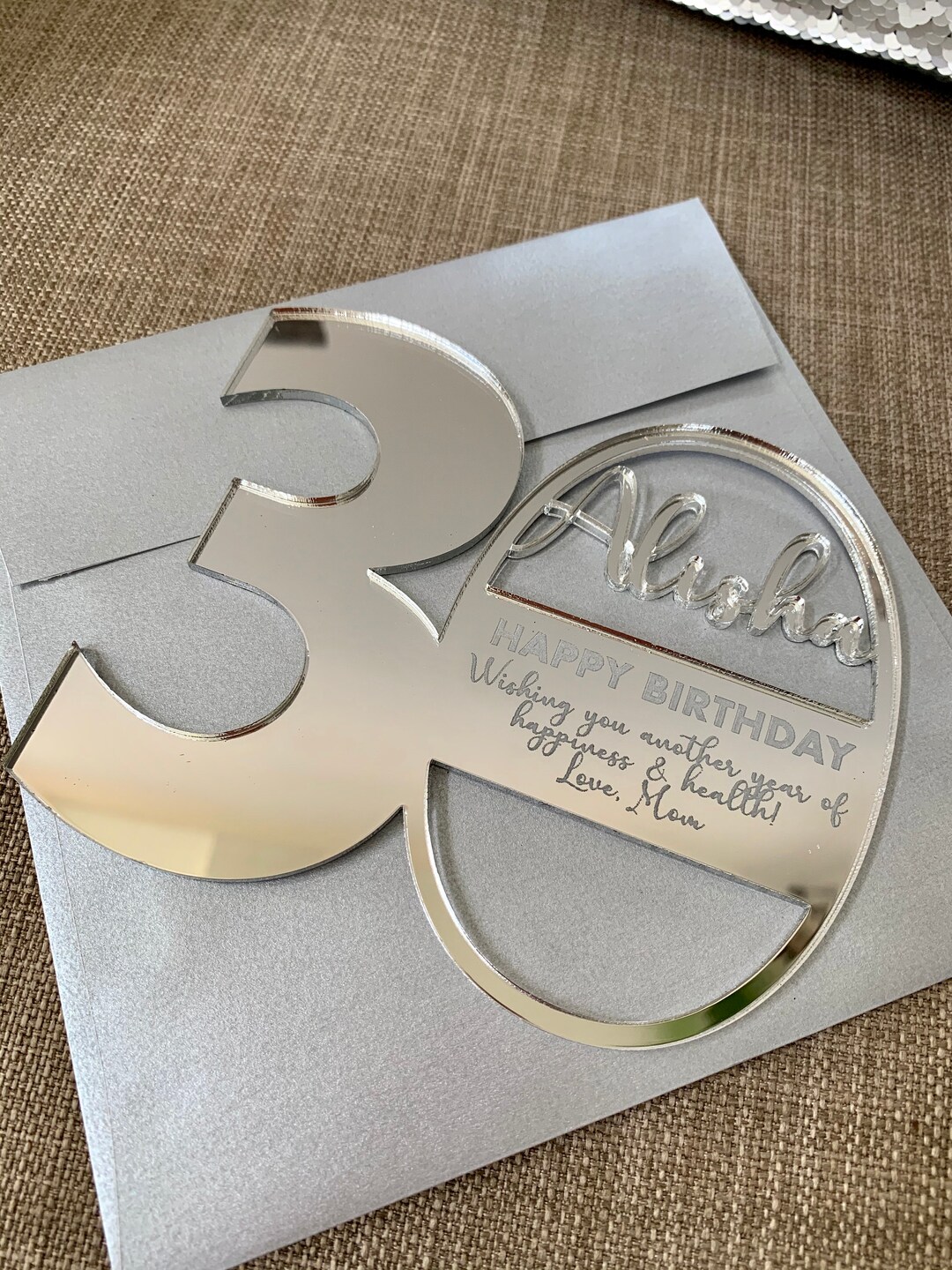 Laser Cut and Engraved Acrylic Milestone Birthday Card Happy - Etsy