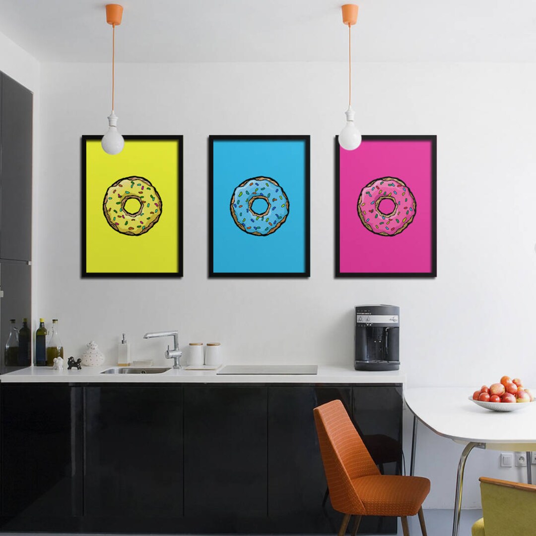 Triple Donuts Poster Set, Print, Affiche, Plakat, Wall Art, Wall Decor ...