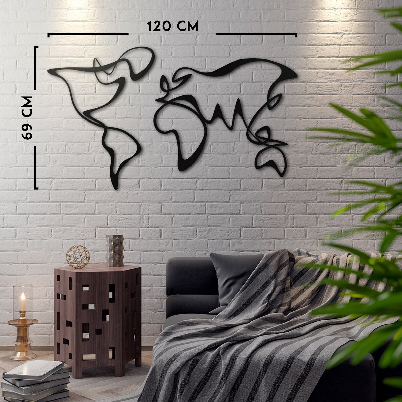 Minimal Metal World Map Wall Art for Living Room Metal Wall - Etsy