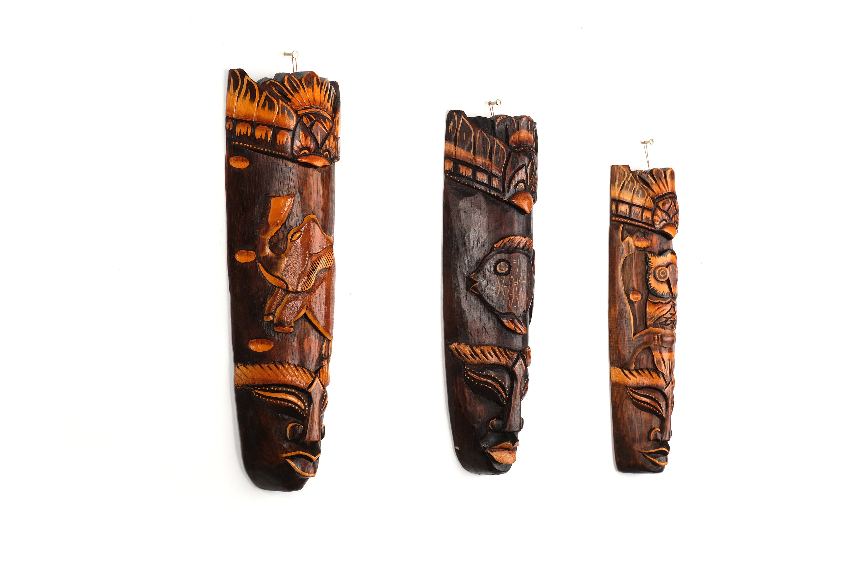 Safari Wooden Mask Set Wooden Mask Wooden Wall Hanging - Etsy