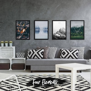 Four Elements Poster Set, Print, Affiche, Plakat, Wall Art, Wall Decor ...