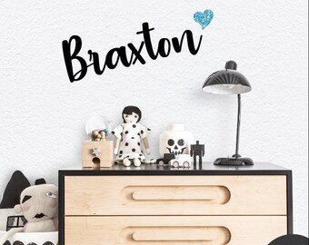 Personalised Name Hearts Wall Sticker Kids Bedroom Custom - Etsy
