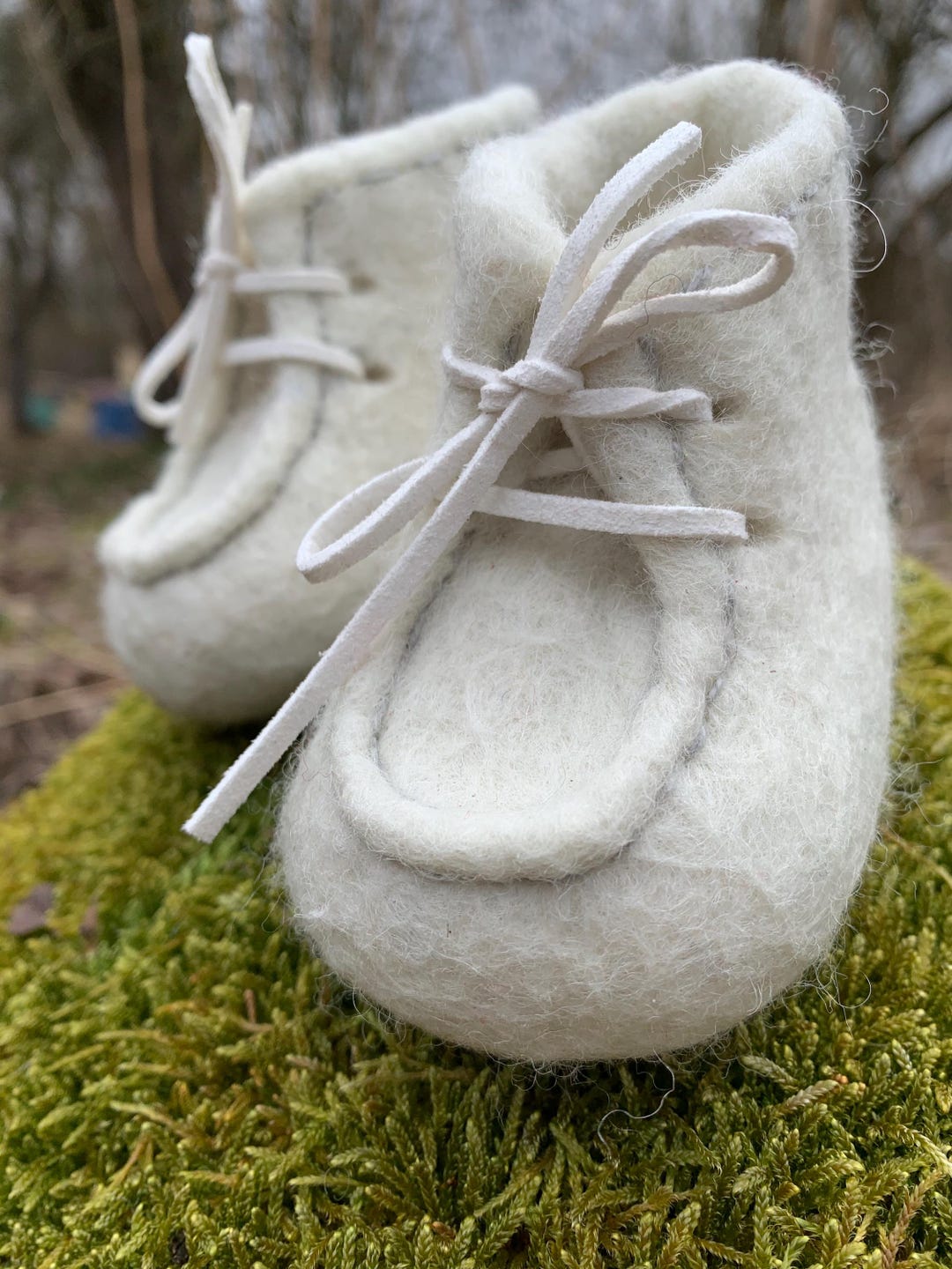 Handmade Felted Baby Booties: Undyed Wool, Suede Lined - Etsy