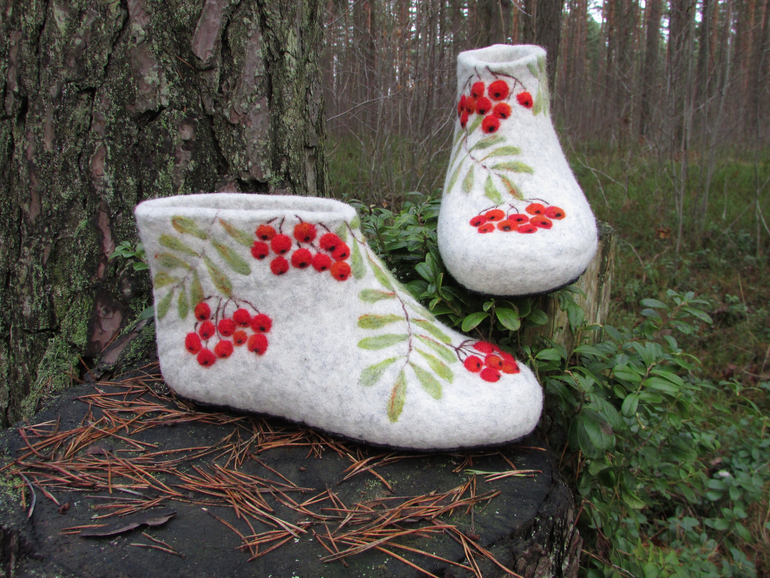 Handmade Wool Felted Boots: Leather Sole, Cozy House Slippers - Etsy