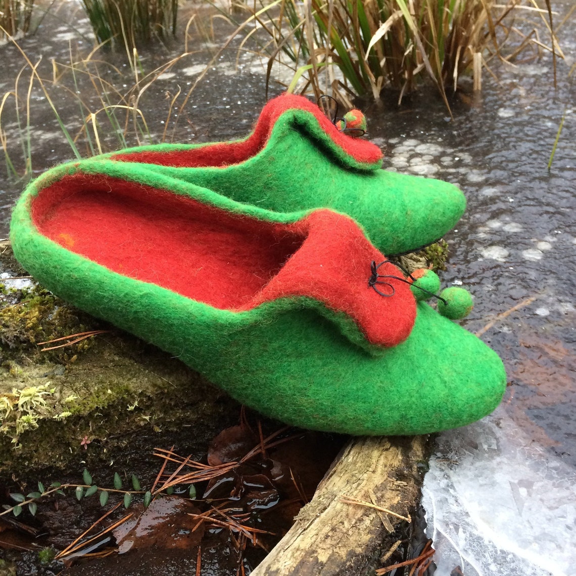Fairy Shoes Felted . Fairy Green Slippers.100%wool.8-9(us)size.felted ...