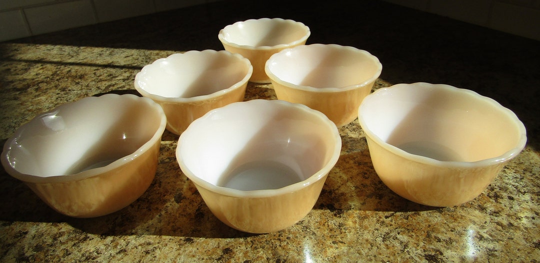 Fire King Set of SIX Copper Tint Ruffled Custard Cups - Etsy