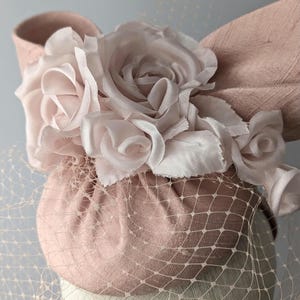 Light Pink Silk Formal Hat With Silk Flowers. Elegant Pillbox Hat for ...