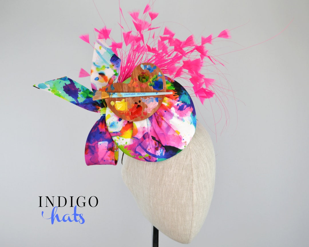 CUSTOM Colorful Artist Hat. Rainbow Color Hat for Kentucky Derby Races ...