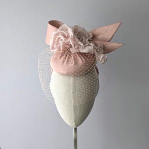 Light Pink Silk Formal Hat With Silk Flowers. Elegant Pillbox Hat for ...