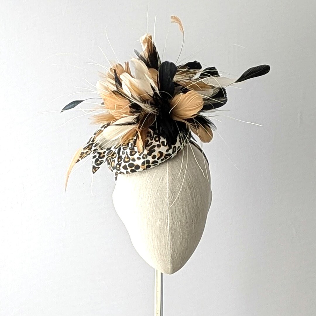 Leopard Print Feather Kentucky Derby Hat. Unique Cheetah Fascinator ...
