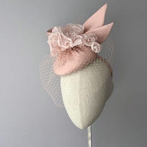 Light Pink Silk Formal Hat With Silk Flowers. Elegant Pillbox Hat for ...