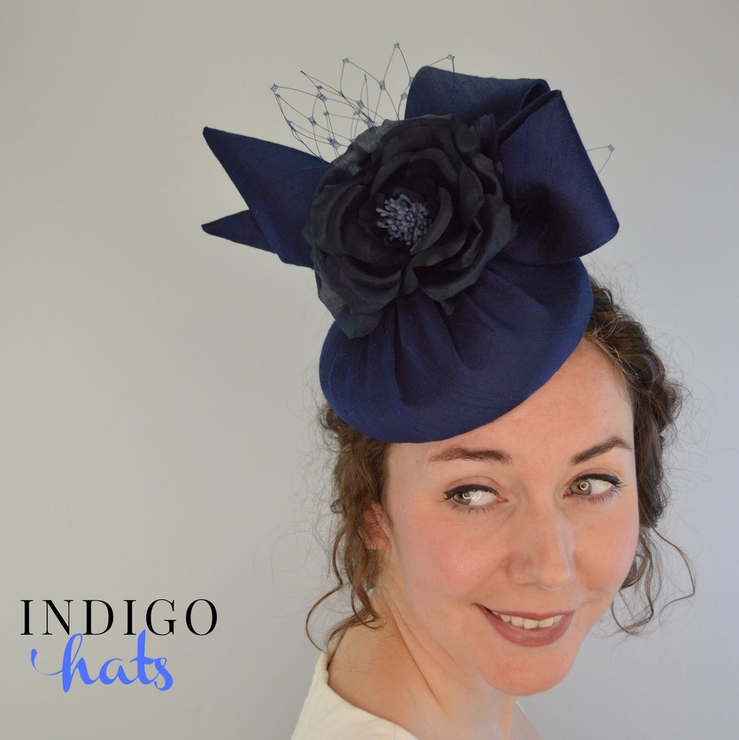 CUSTOMIZE Navy Blue Church Hat,british Style Afternoon Tea Party ...