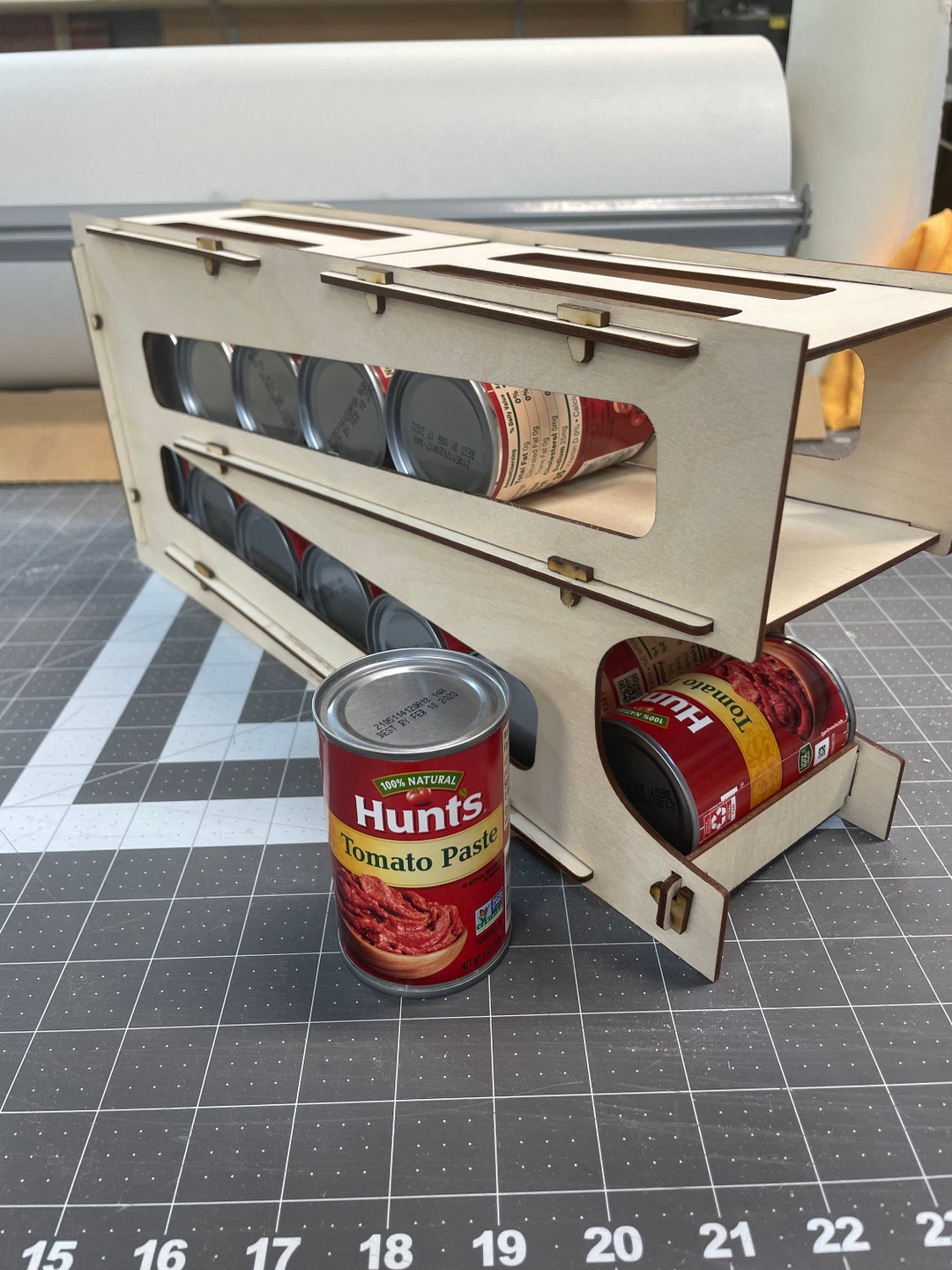 Cr-custom-6 Wooden Can Rack for 6oz Canned Food Cans Dispenser ...