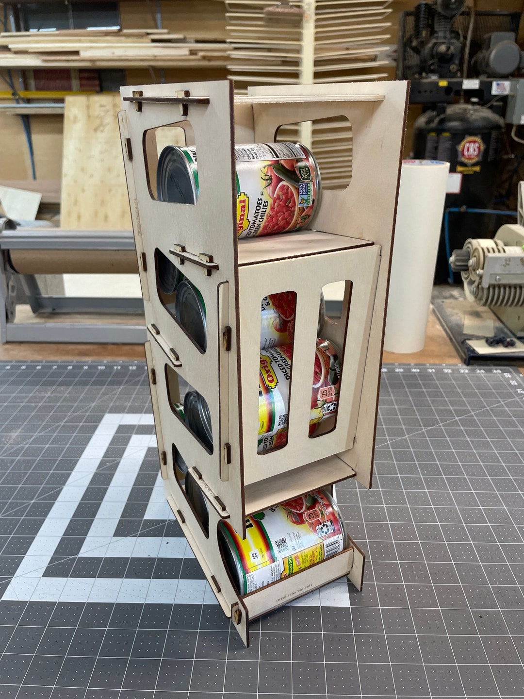 Crtall-3 Wooden Canned Food Can Rack Dispenser Organizer for Upper ...