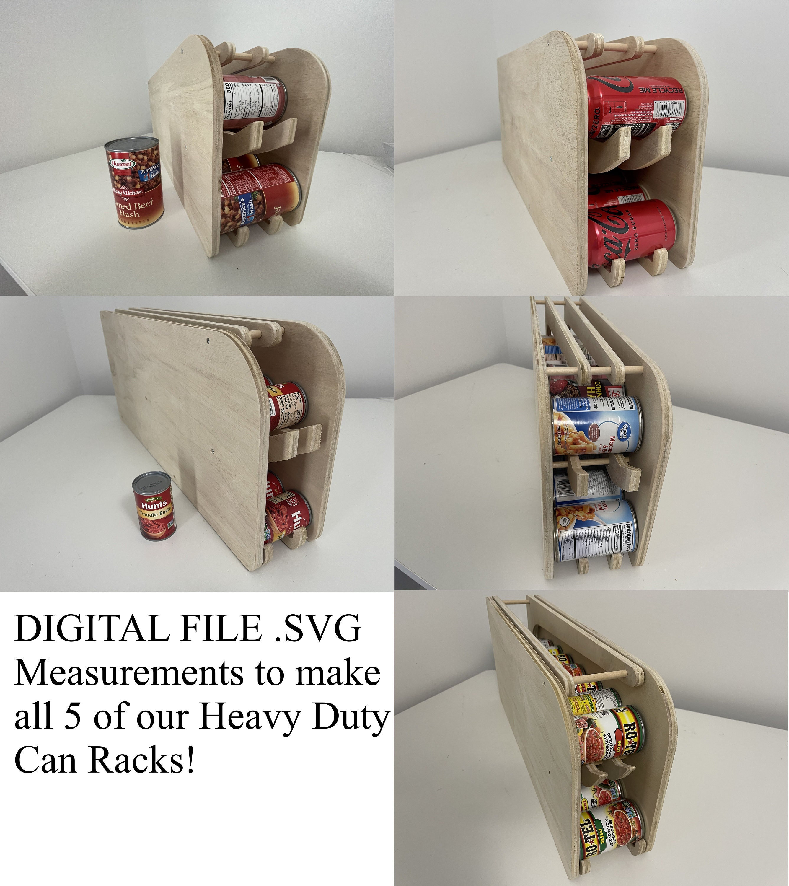 Digital SVG of 5 Rotating Can Racks for Makers and DIY. for CNC Machine ...