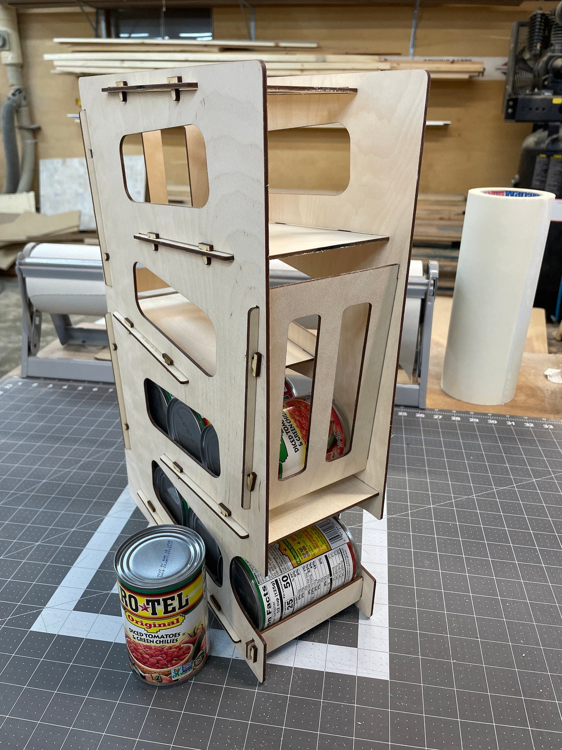 Cr-tall-custom-3 Wooden Can Rack for 10.5oz Canned Food Cans Dispenser ...