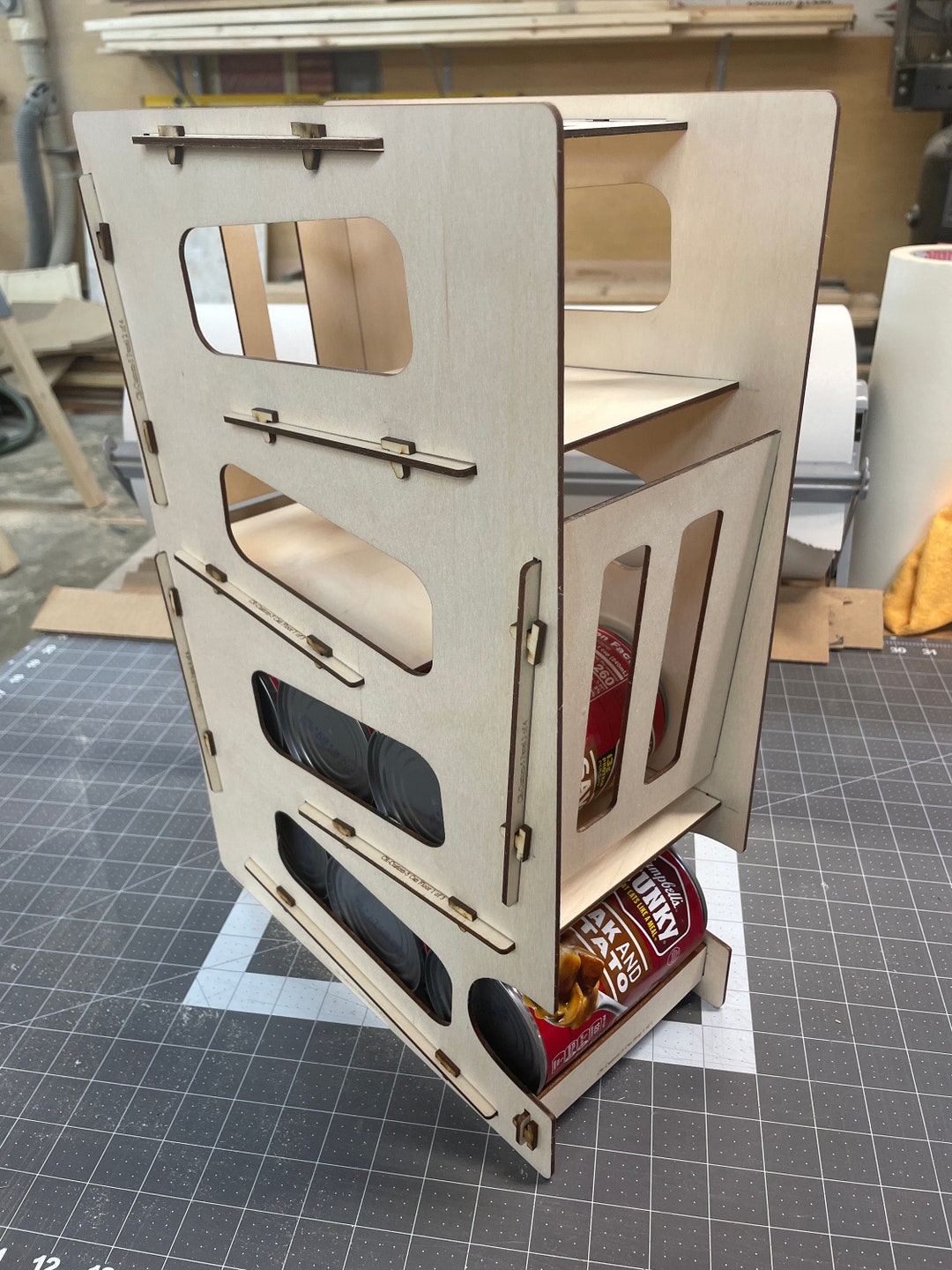 Crtall-custom-5 Wooden Can Rack for 18.8oz Canned Food Cans Dispenser ...