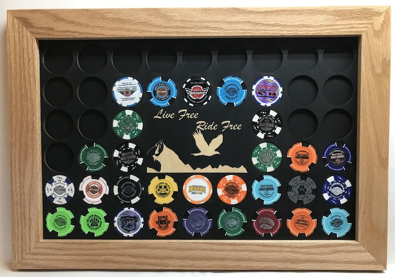 Framed Poker Chip Display Case: 3x5 Photo, Harley Davidson Chips, Made ...