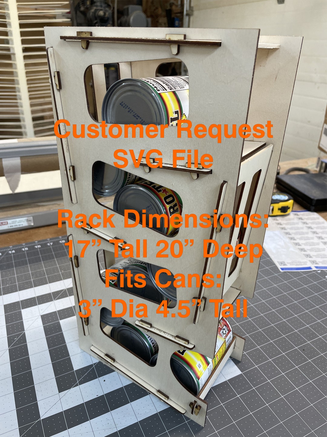 Digital SVG of Crlarge-1 Rotating Can Rack for Makers and DIY Laser Cut ...
