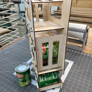 Digital SVG of Cr-custom-4 Rotating Can Rack for Makers and DIY. Laser ...