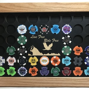Framed Poker Chip Display Case: Red Oak, Holds 54 Chips, Made in USA - Etsy