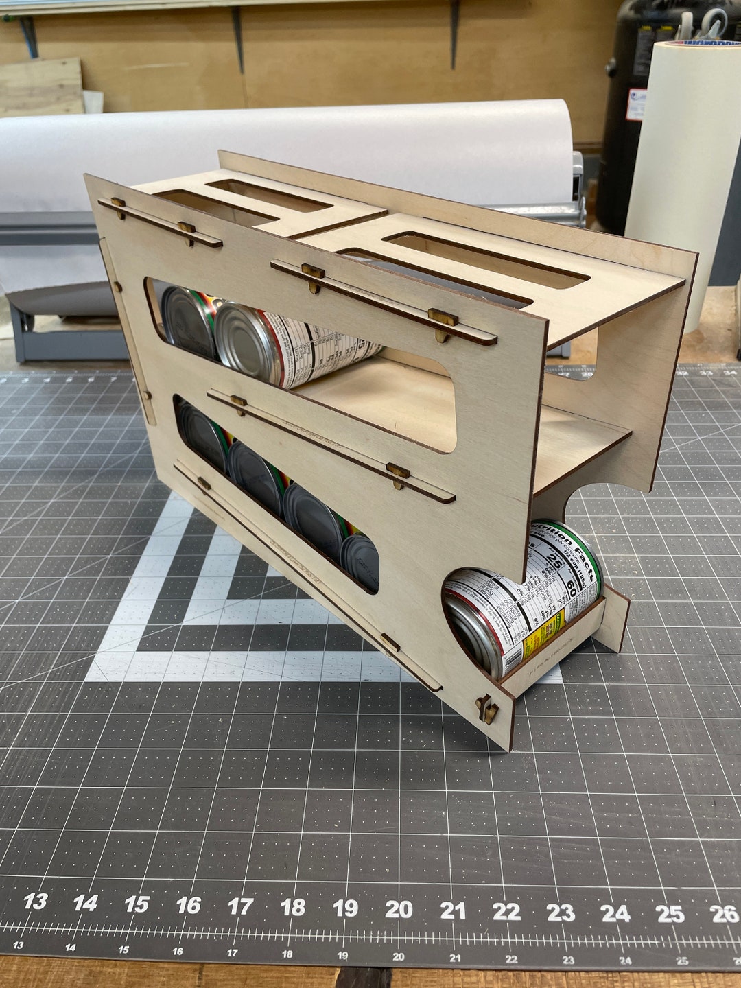 CR-CUSTOM-3 Wooden Can Rack for 10.5oz Canned Food Cans Dispenser ...