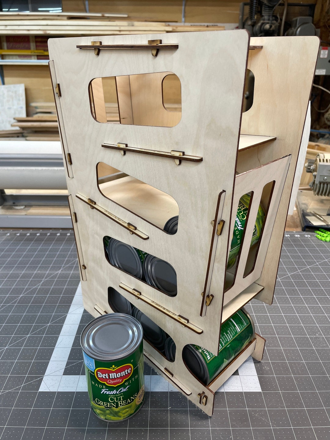 Crtall-custom-4 Wooden Can Rack for 14.5oz Canned Food Cans Dispenser ...