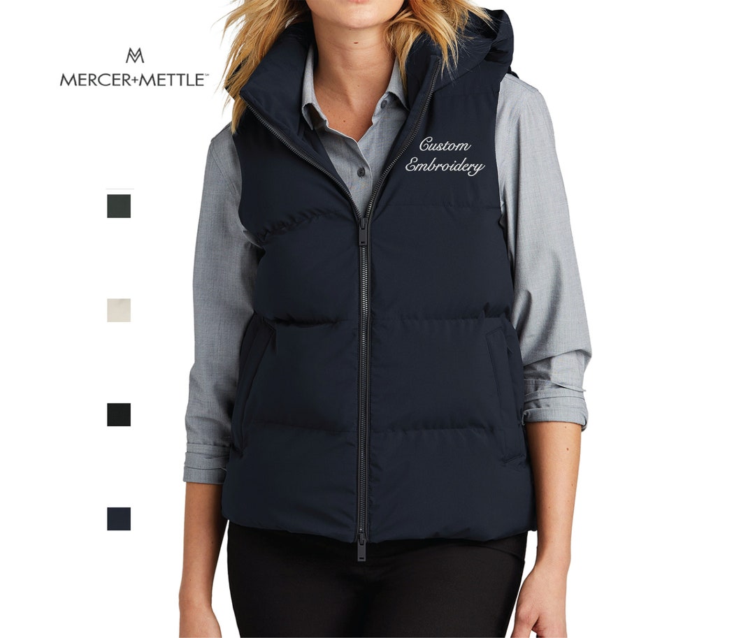 Custom Embroidered Mercer+mettle Puffy Vest Personalized Hooded Vest ...