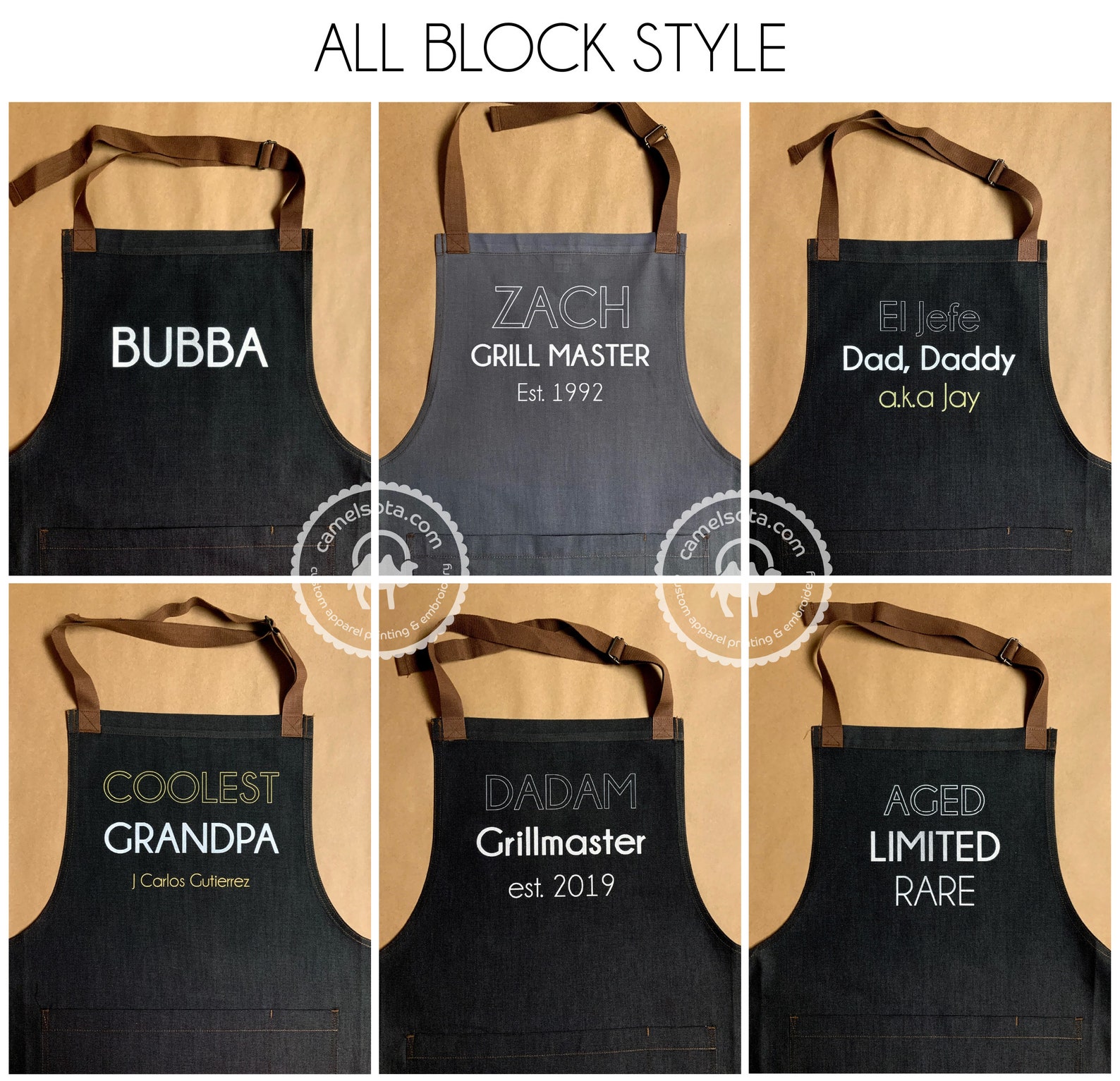 Custom Printed Apron With Ink Custom Text Apron Dad Grill | Etsy