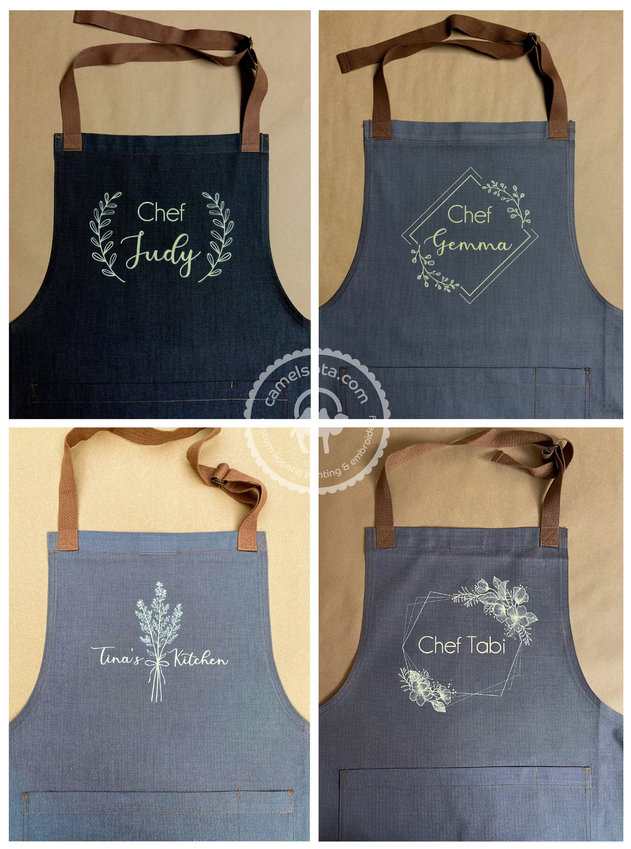 Custom Apron Printed With Ink, Personalized Apron With Floral Designs ...