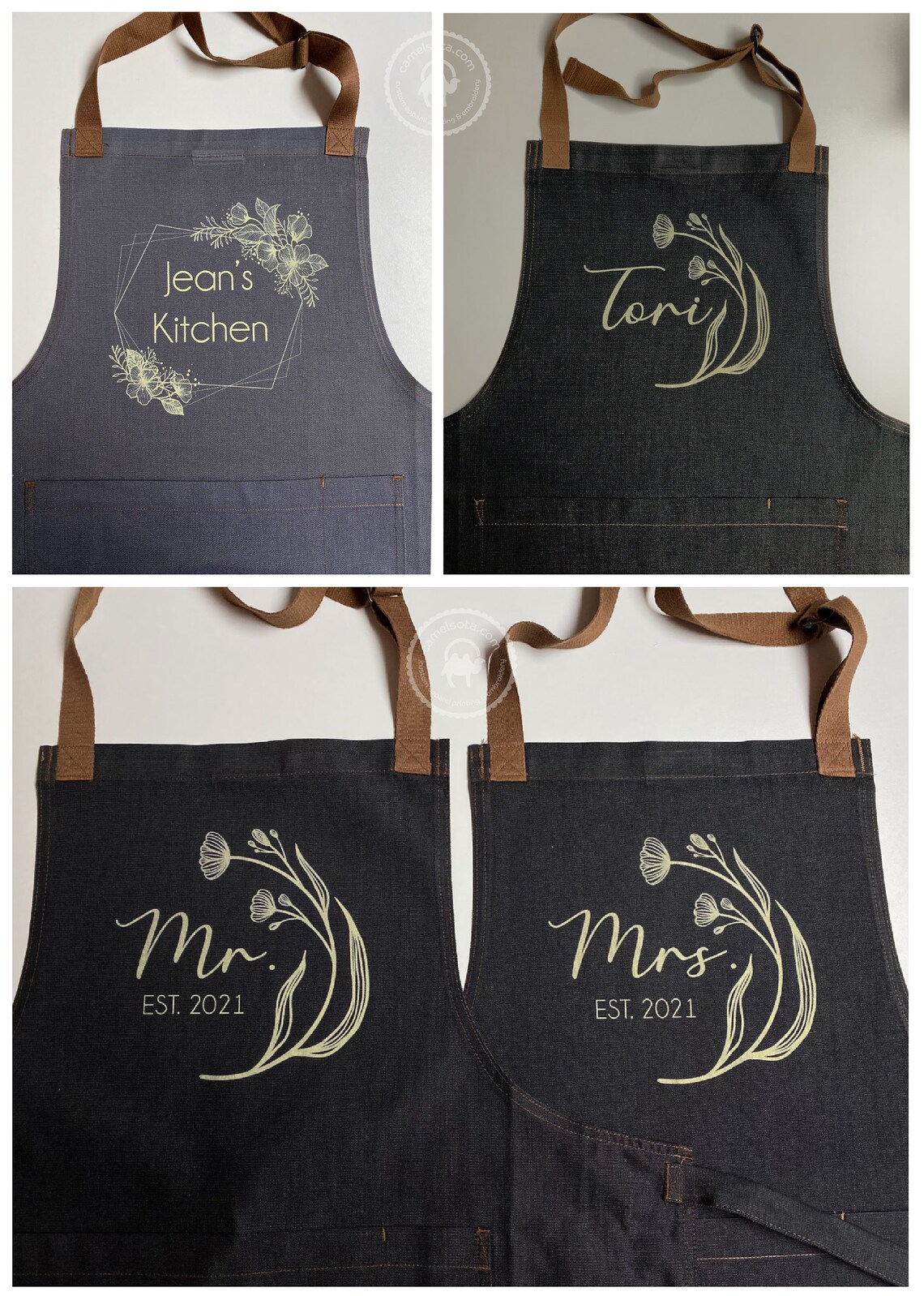 Custom Apron Printed With Ink Personalized Apron With Floral - Etsy