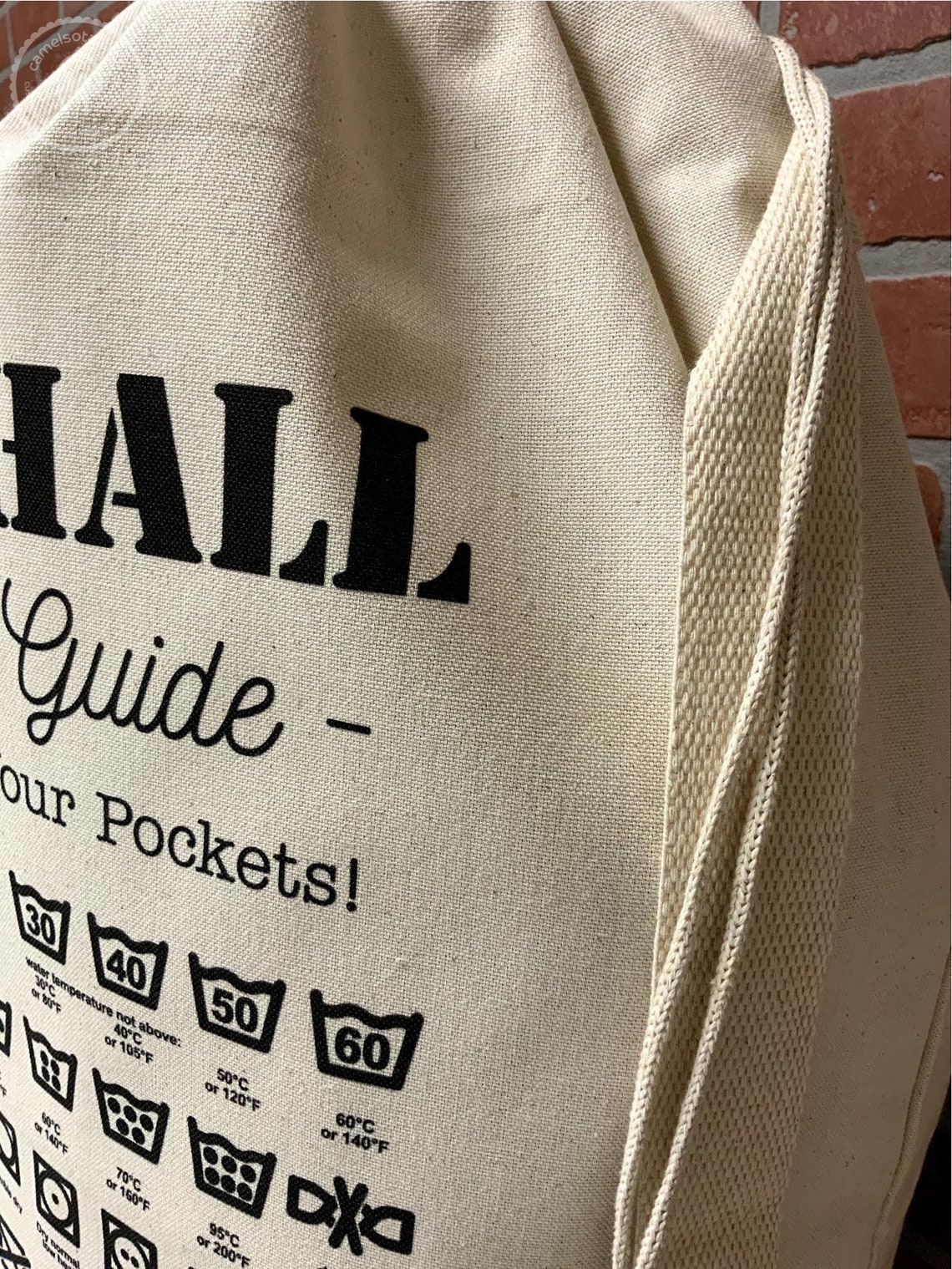 Custom Canvas Laundry Bag With Washing Instructions Personalized ...