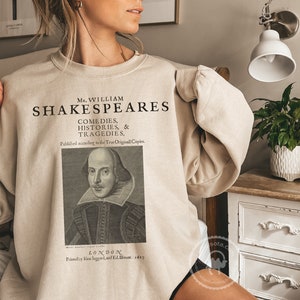 William Shakespeare First Folio Sweatshirt, Shakespeare Gift Plays ...