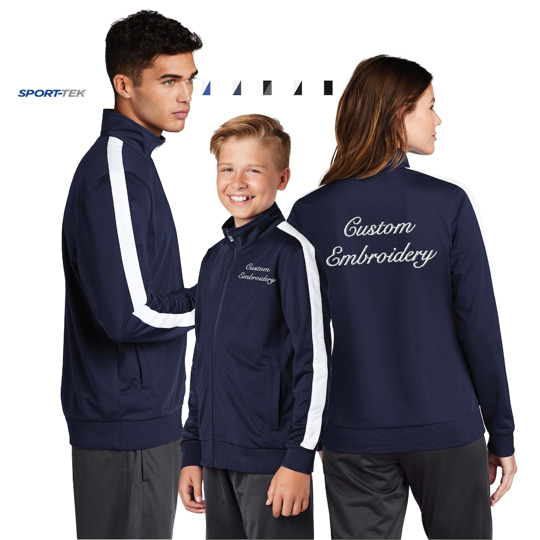 Custom Embroidered Track Jacket Sport-tek Tricot Sleeve Stripe Jacket ...