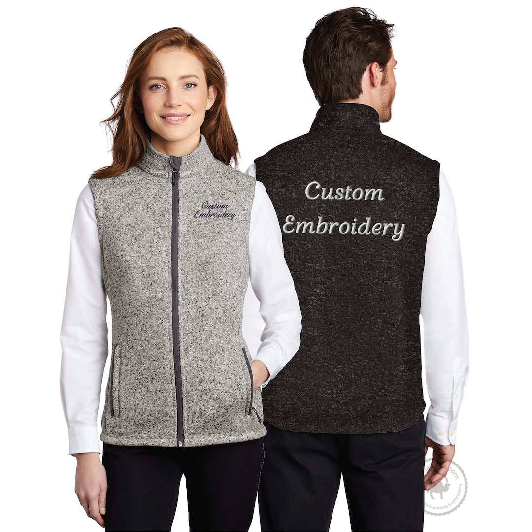 Custom Embroidered Sweater Fleece Vest Monogrammed Team Corporate ...