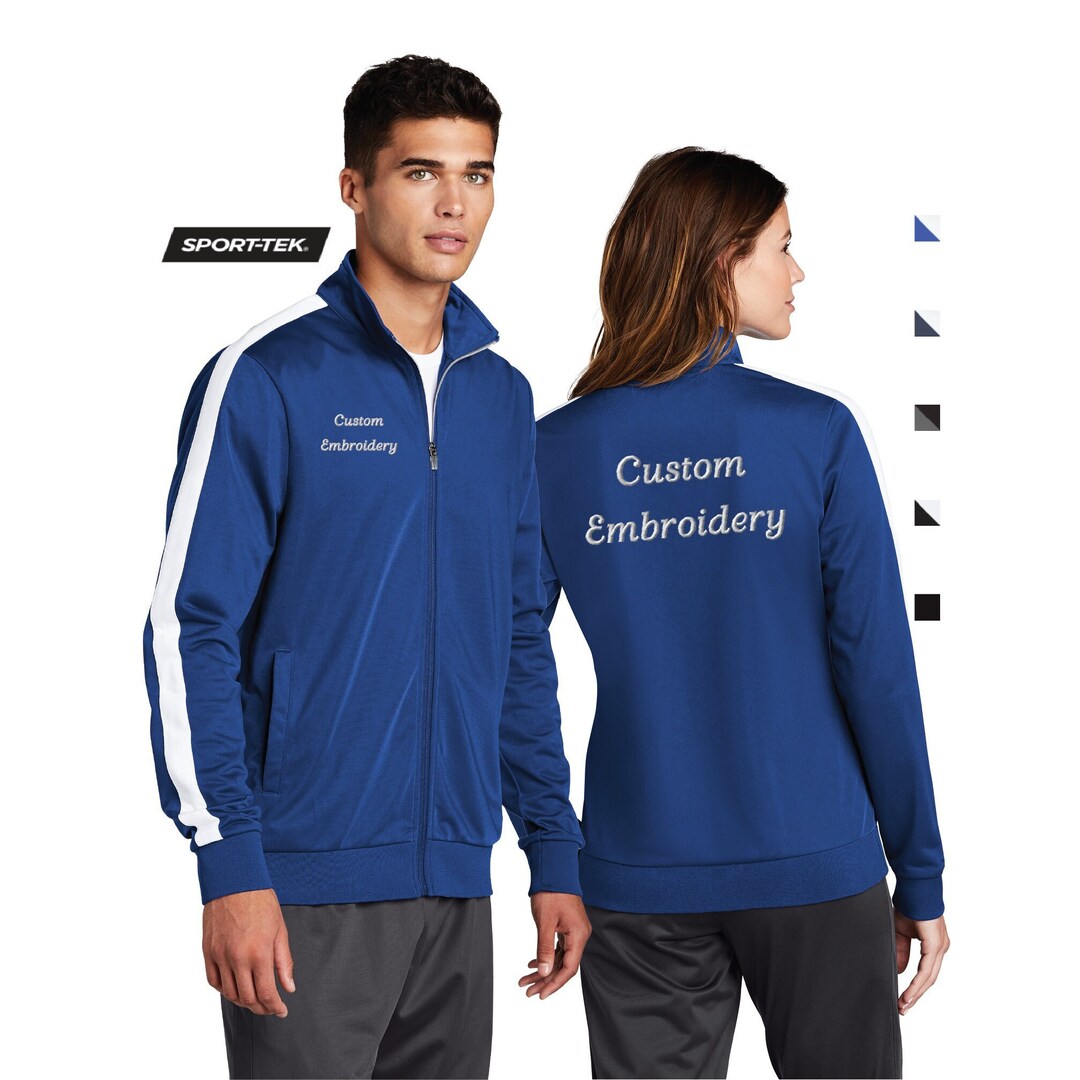 Custom Embroidered Track Jacket Sport-tek Tricot Sleeve Stripe Jacket ...