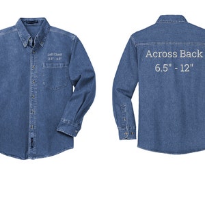 Embroidered Heavyweight Long Sleeve Denim Shirt Personalized ...