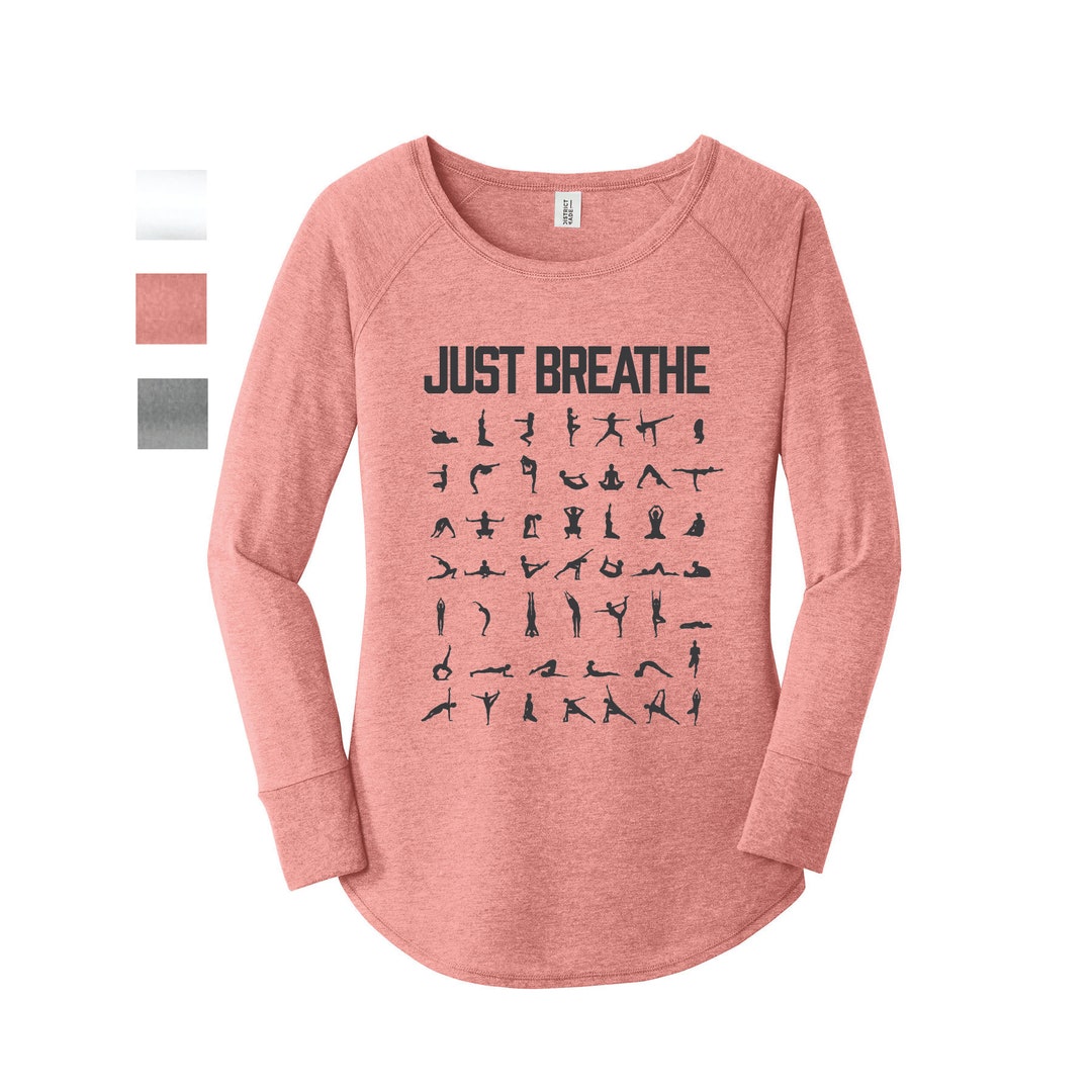 Yoga Poses Tunic, Yoga Just Breathe Shirt, Silky Soft Triblend Tunic ...