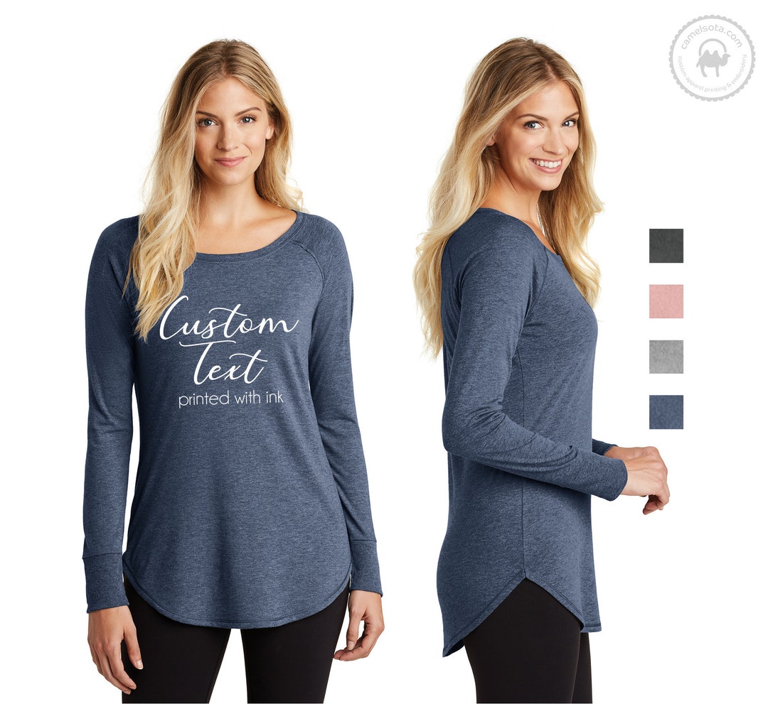 Custom Printed Tunic Shirt for Women, Ladies Long Sleeve Soft Tunic ...