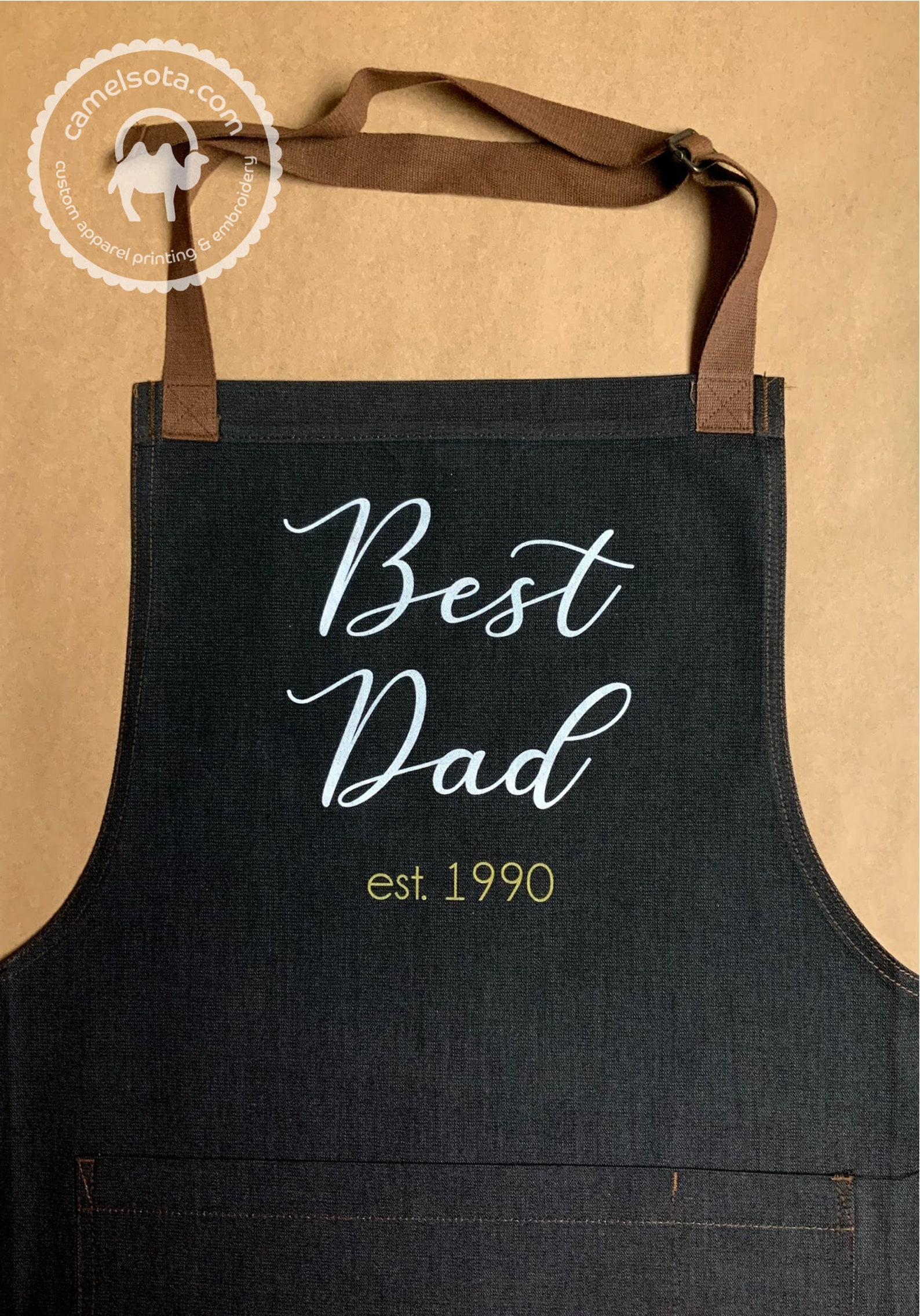 Custom Printed Apron With Ink Custom Text Apron Dad Grill - Etsy